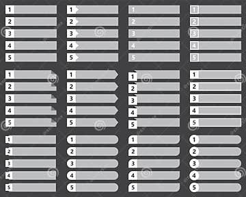 Numbered List Template Set, Chart Table Stock Vector - Illustration of ...