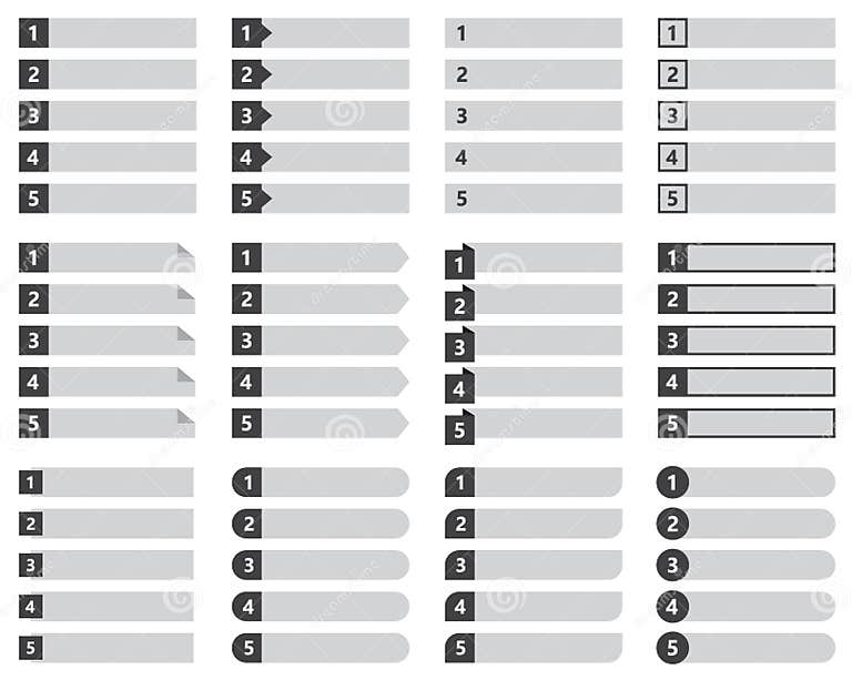 Numbered List Template, Vector Design Stock Vector - Illustration of ...
