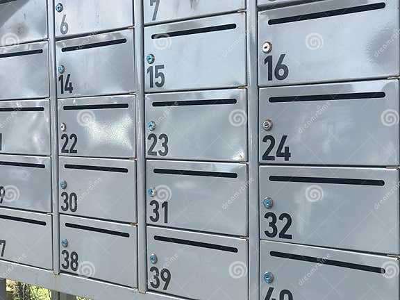 Numbered Metal Post Box Cabinet Stock Image - Image of letterbox ...