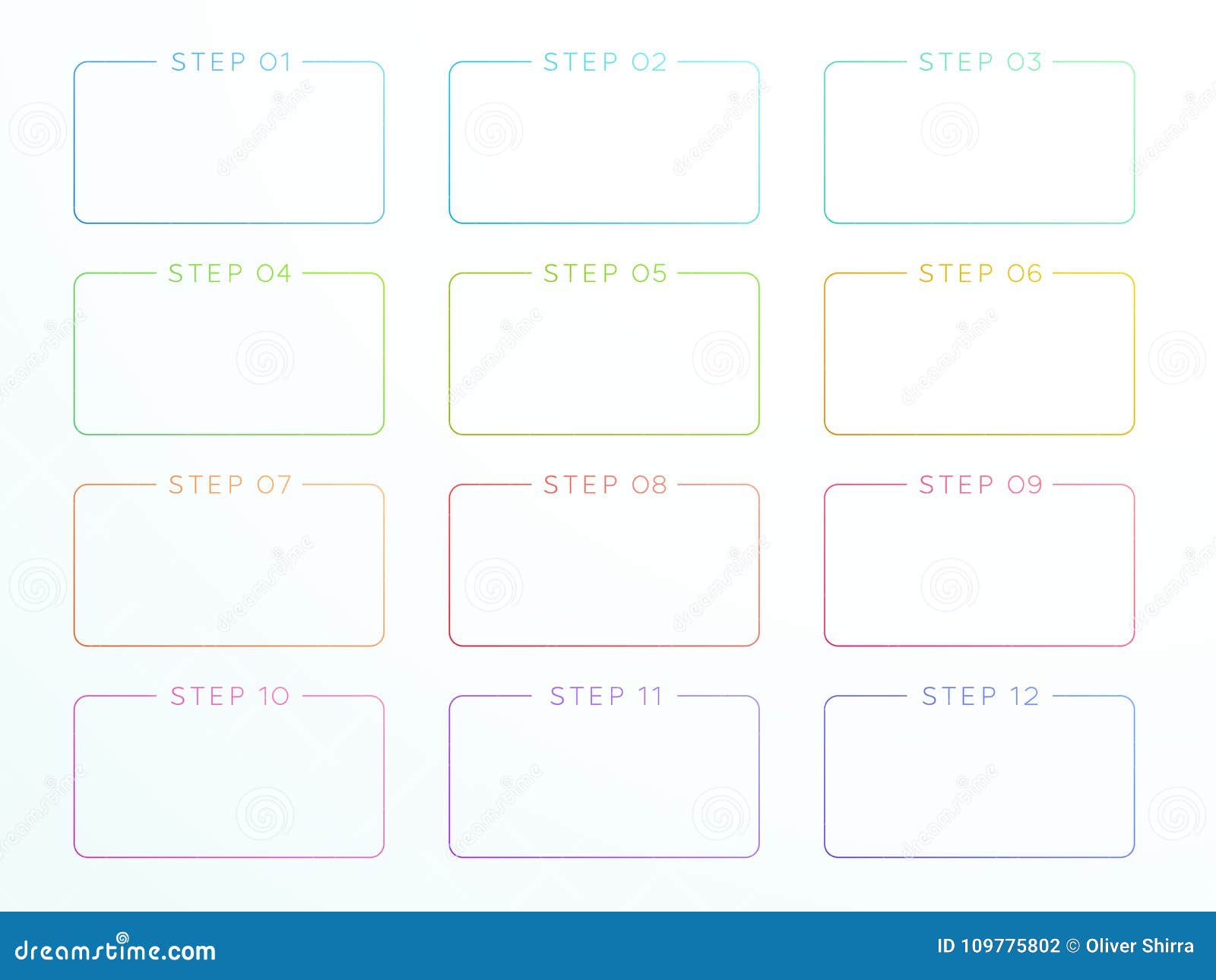 Numbered Outlined Text Box Steps 1 To 12 Vector | CartoonDealer.com ...