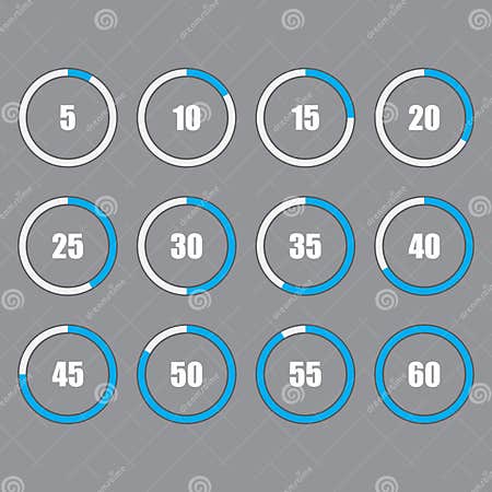 Numbered Progress Circles. Time Interval Icons. Blue and Gray Countdown ...