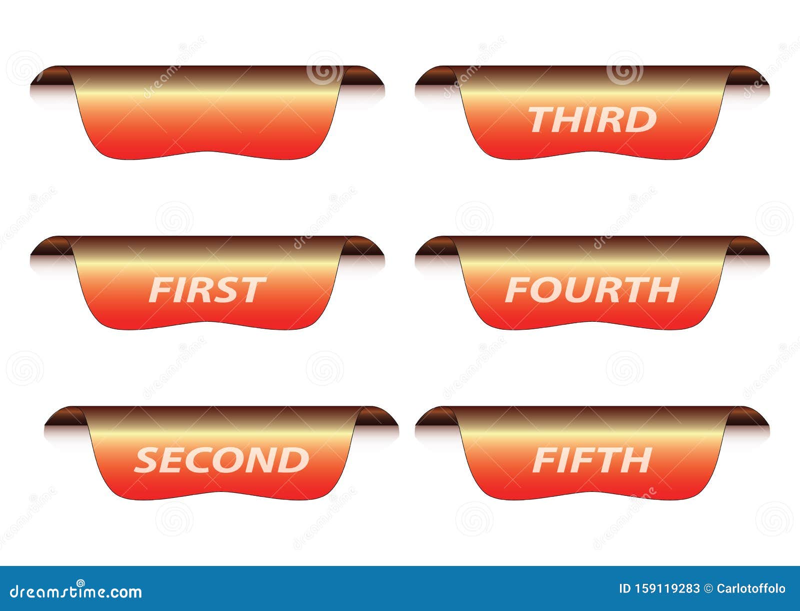 Numbered Red Metallic Tabs - Vector File Stock Illustration ...