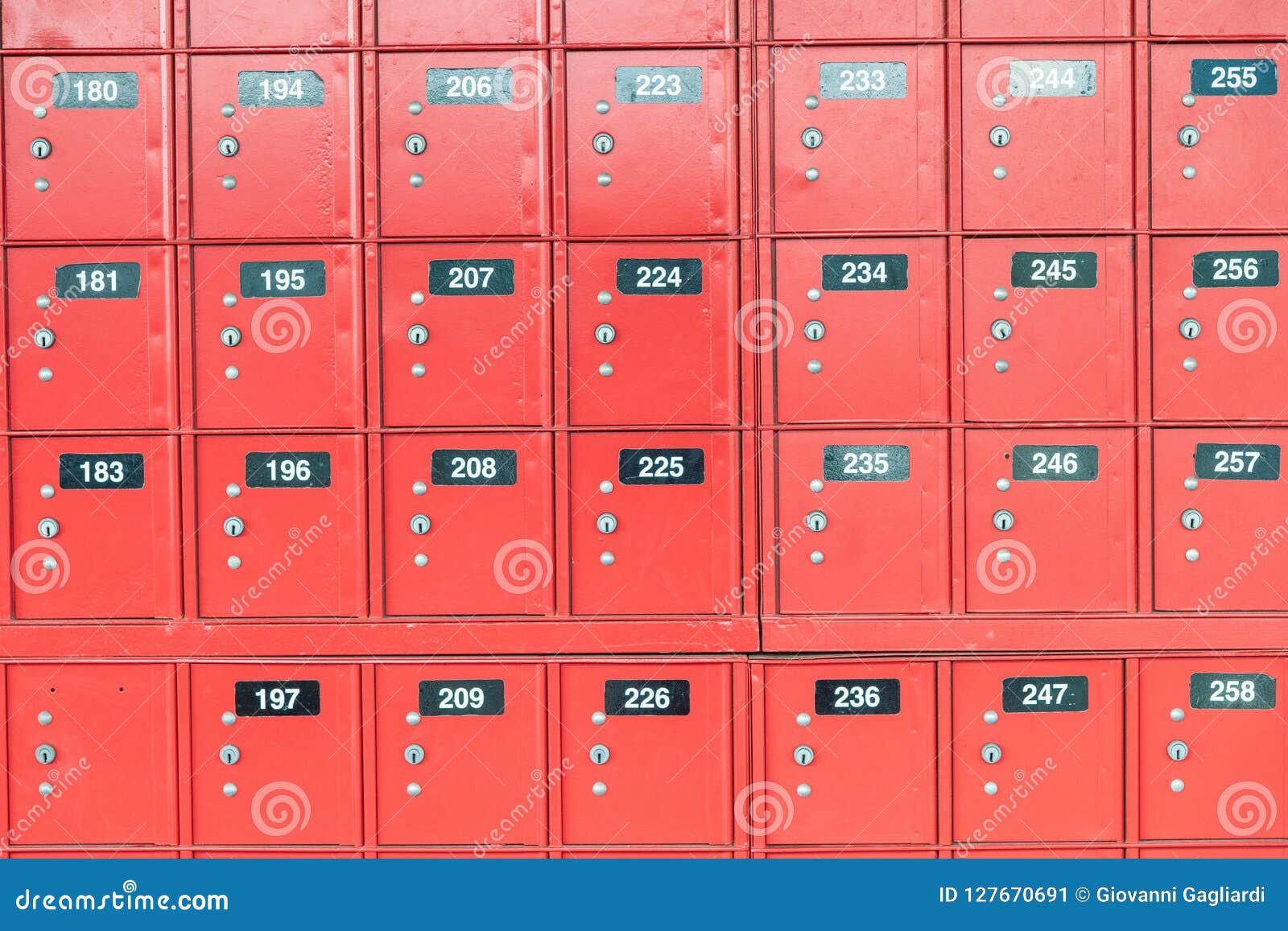 Numbered Red Safe Boxes, Business Concept Stock Image - Image of door ...