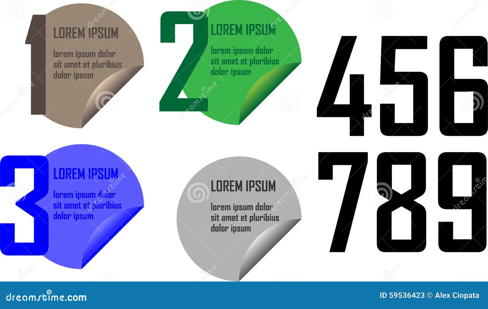 Numbered round stickers stock vector. Illustration of graphic - 59536423