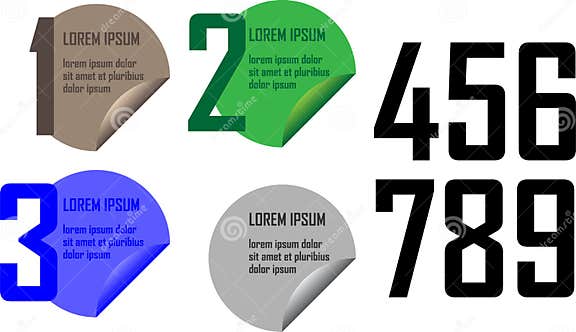 Numbered round stickers stock vector. Illustration of graphic - 59536423