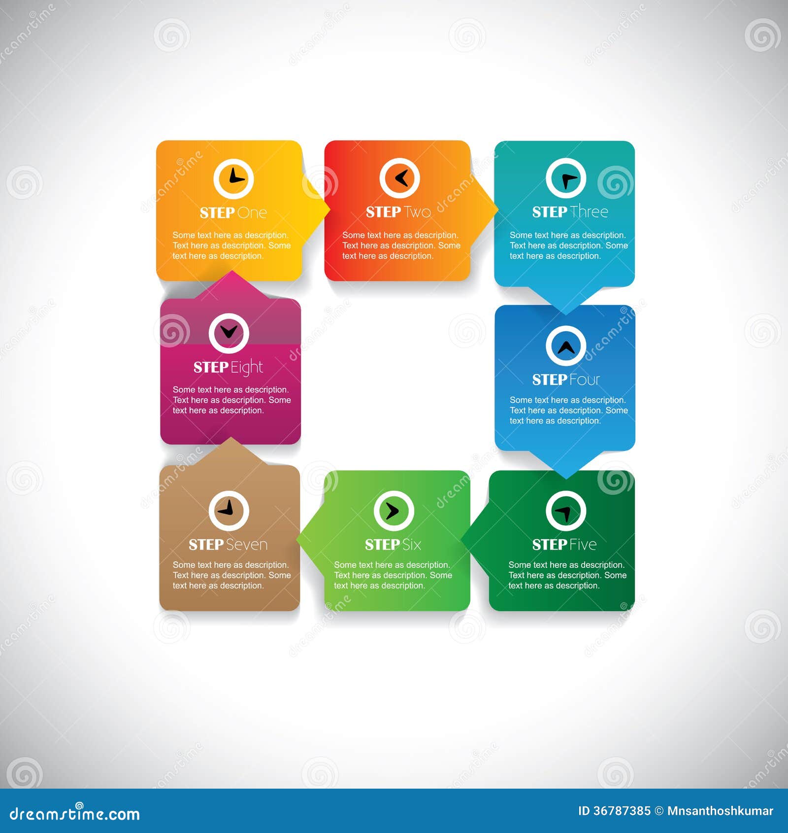 Numbered Sequence of Steps Flow - Colorful Vector Infographic Stock ...