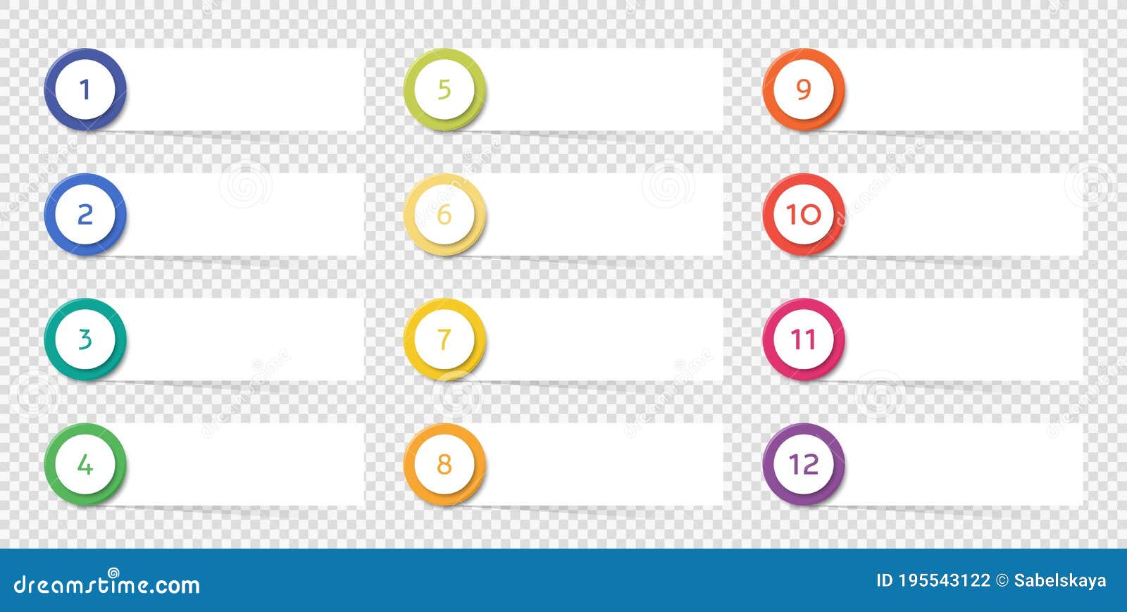 Numbered Steps Tags with Number Bullets Realistic Vector Illustration ...