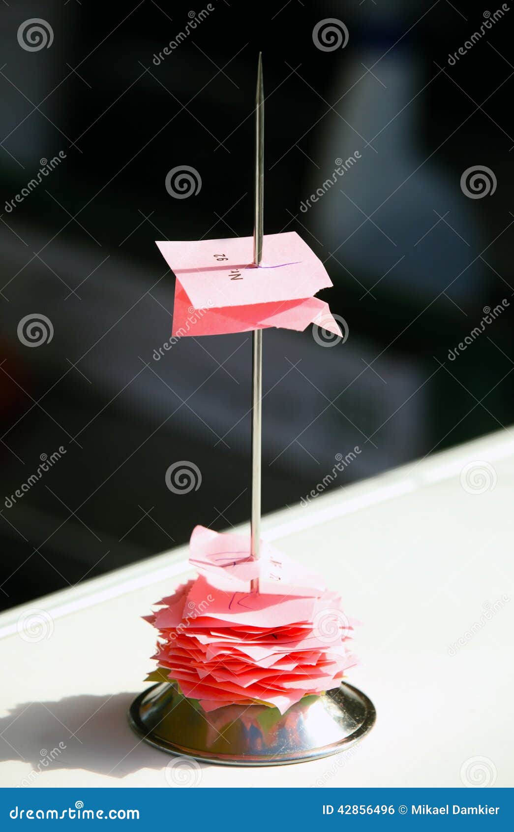 Numbered ticket on a stick stock photo. Image of resturang - 42856496