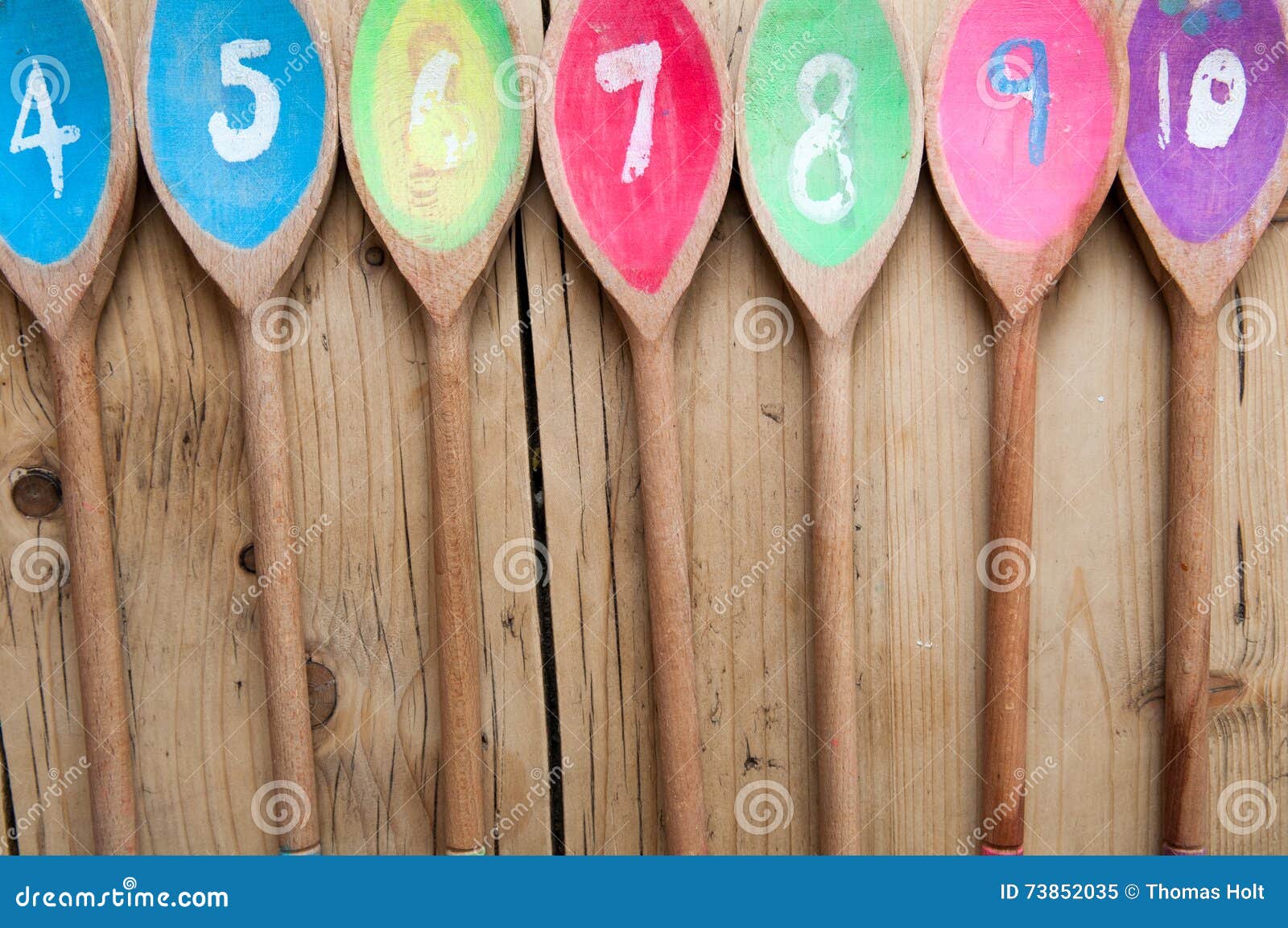 Numbered Wooden Spoons In Sequence For Cafe Menu Background Royalty ...