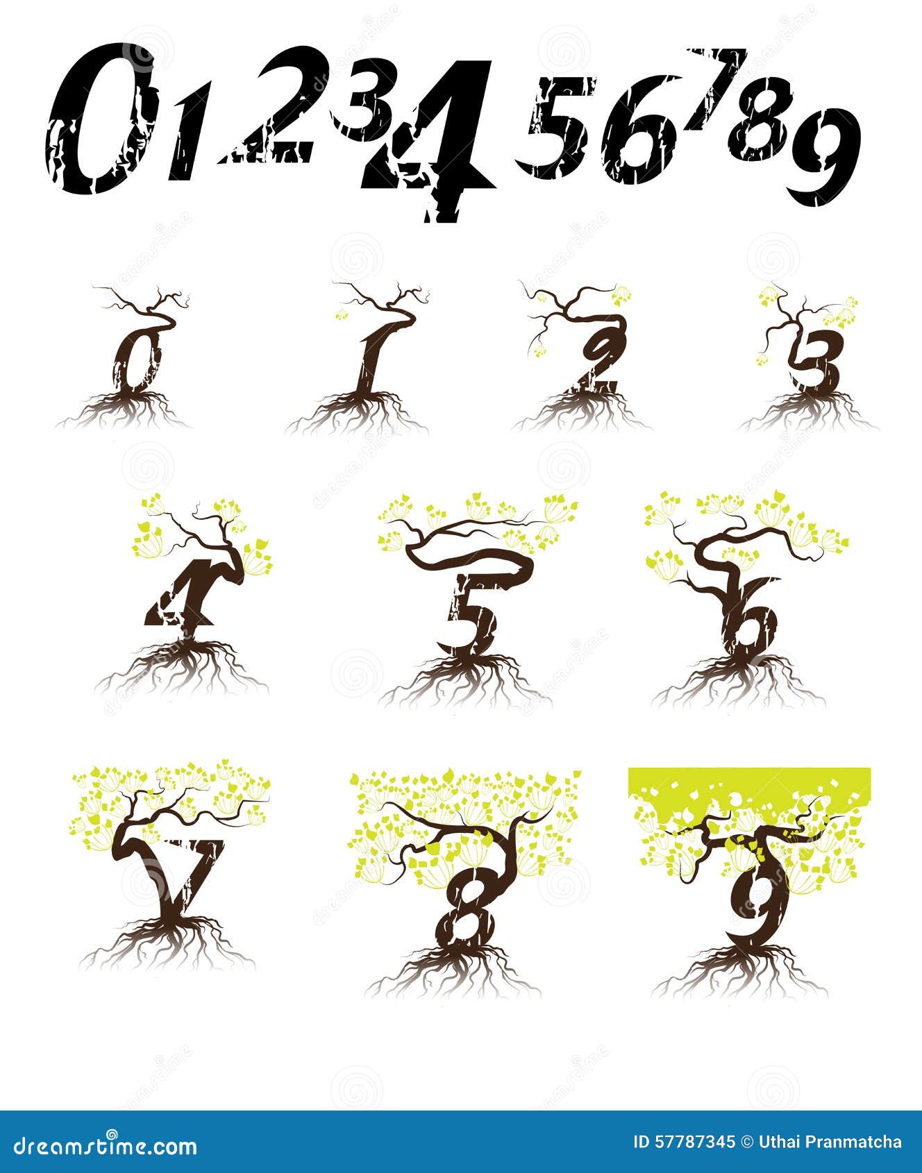 Numbering growing stock vector. Illustration of tree - 57787345