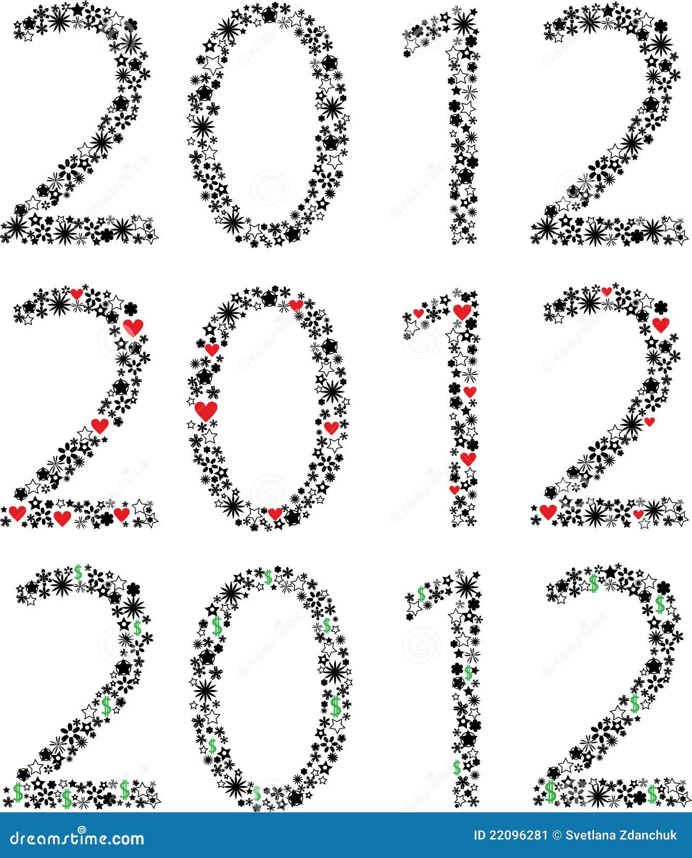 Numbers 2012 Year Silhouettes Stock Illustration - Illustration of ...