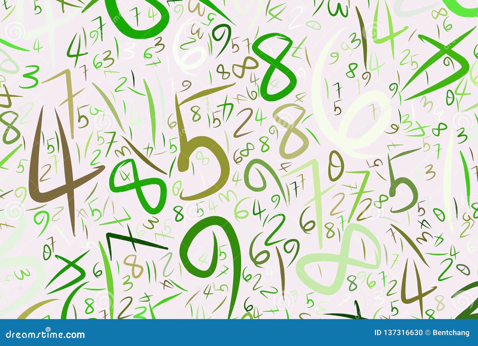 Numbers Abstract, Hand Drawn Texture, Backdrop or Background. Symbol ...