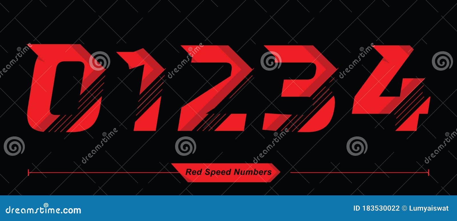 Numbers Abstract Red Speed Style in a Set 01234 Stock Vector ...