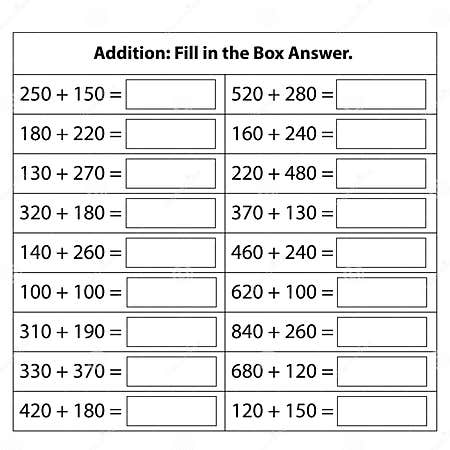 Numbers Addition. Basic Kid Math Chart for Addition Operations in ...