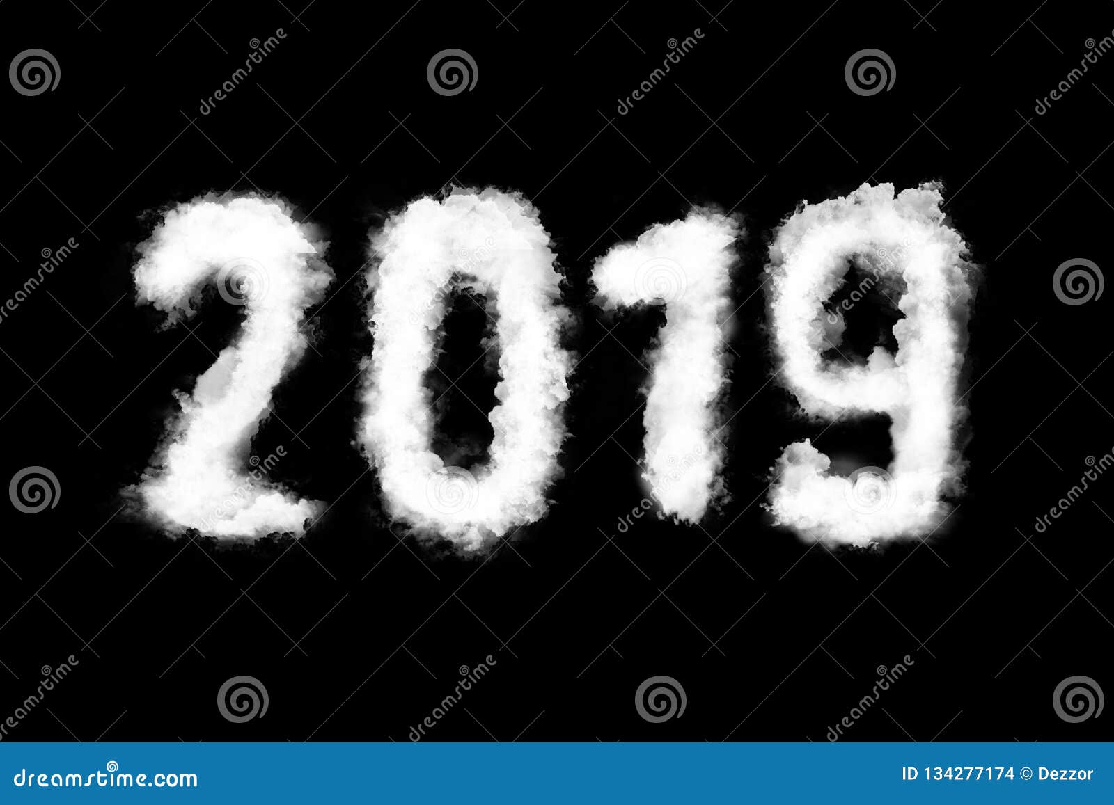 2019 Numbers Collage With White Dry Uncooked Rice Grains Heap In Black ...