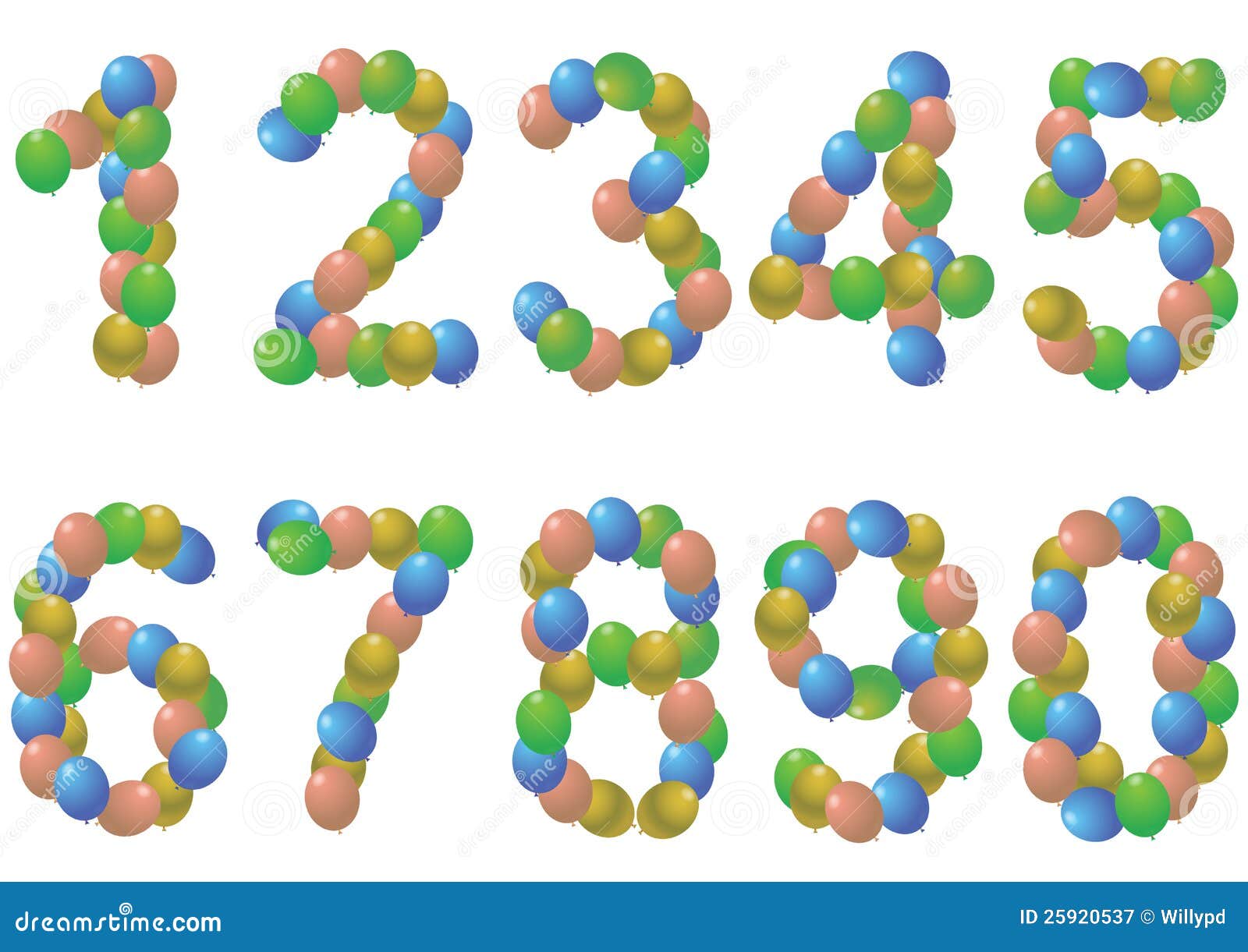 Numbers balloons stock vector. Illustration of three - 25920537