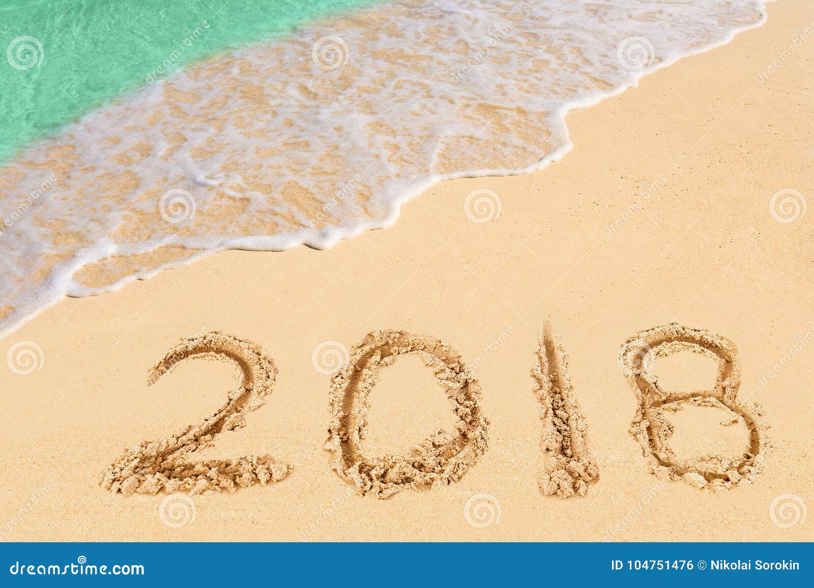 Numbers 2018 on beach stock photo. Image of concept - 104751476