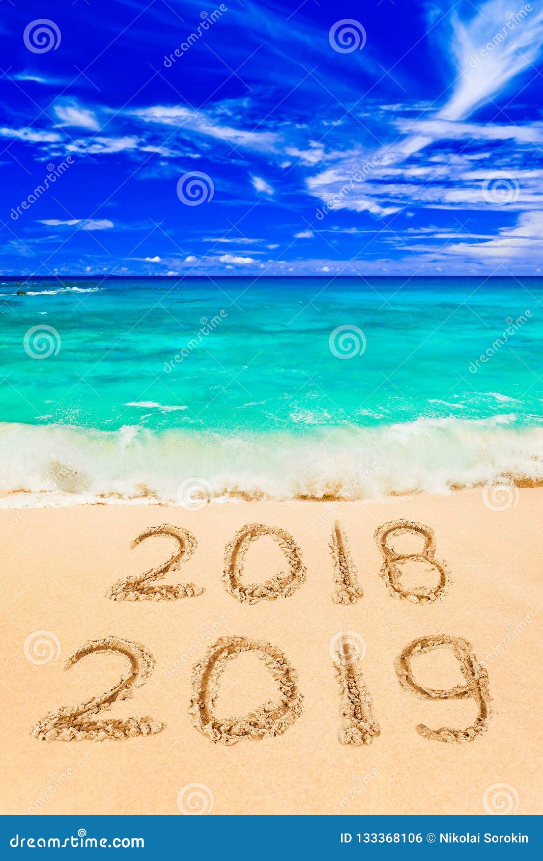 Numbers 2019 on beach stock photo. Image of icon, celebration - 133368106