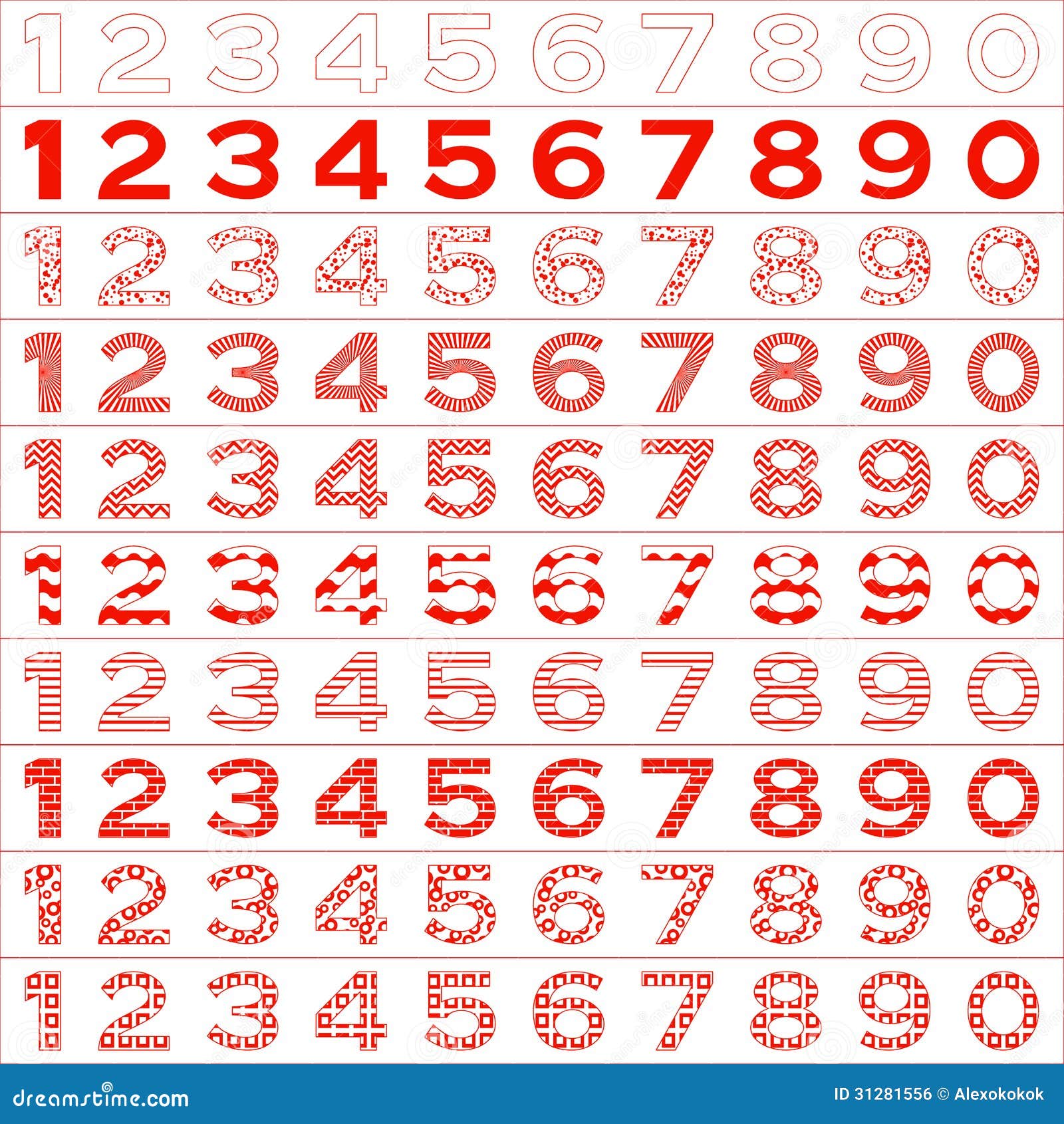 Numbers big set stock vector. Illustration of four, number - 31281556