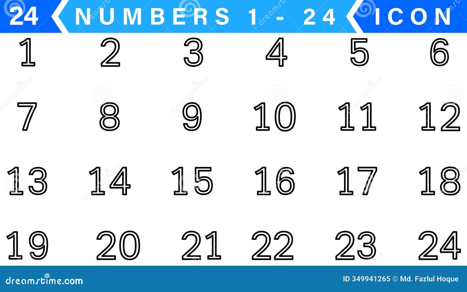 Numbers 1 - 24 Black Circle , Inner White Border with White Numbers ...