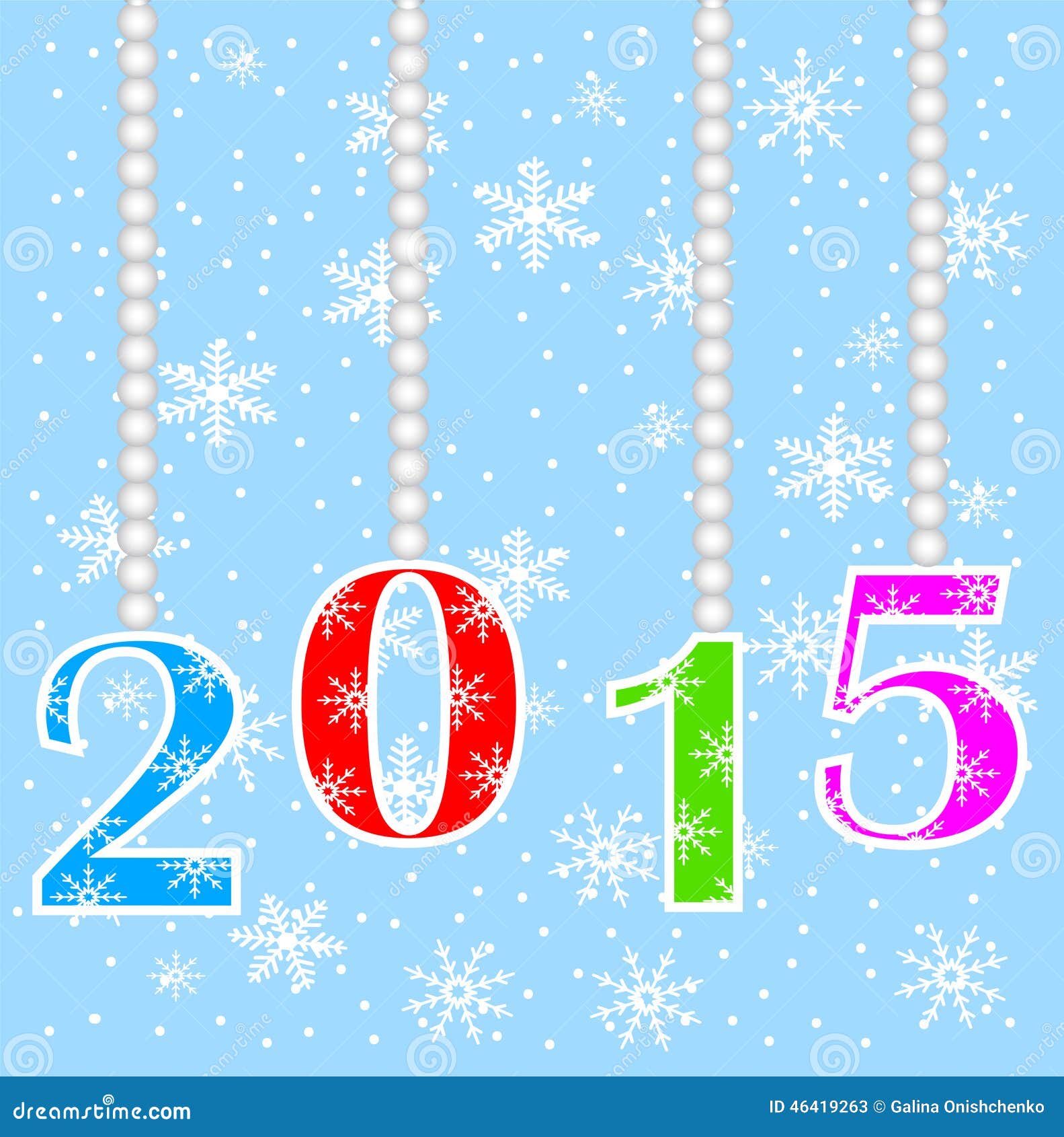 Numbers 2015 on a Blue Background with Snowflakes Stock Vector ...
