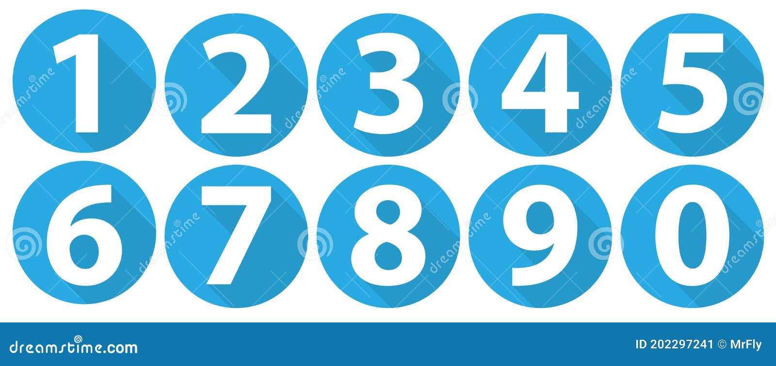 Numbers, Blue Web Icon Set, Vector Illustration Stock Vector ...