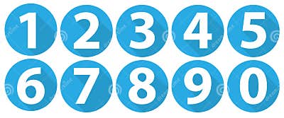 Numbers, Blue Web Icon Set, Vector Illustration Stock Vector ...