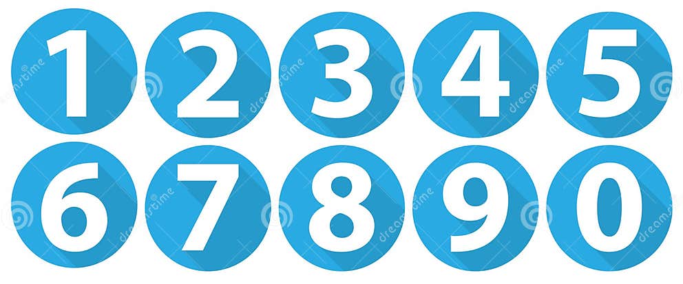 Numbers, Blue Web Icon Set, Vector Illustration Stock Vector ...