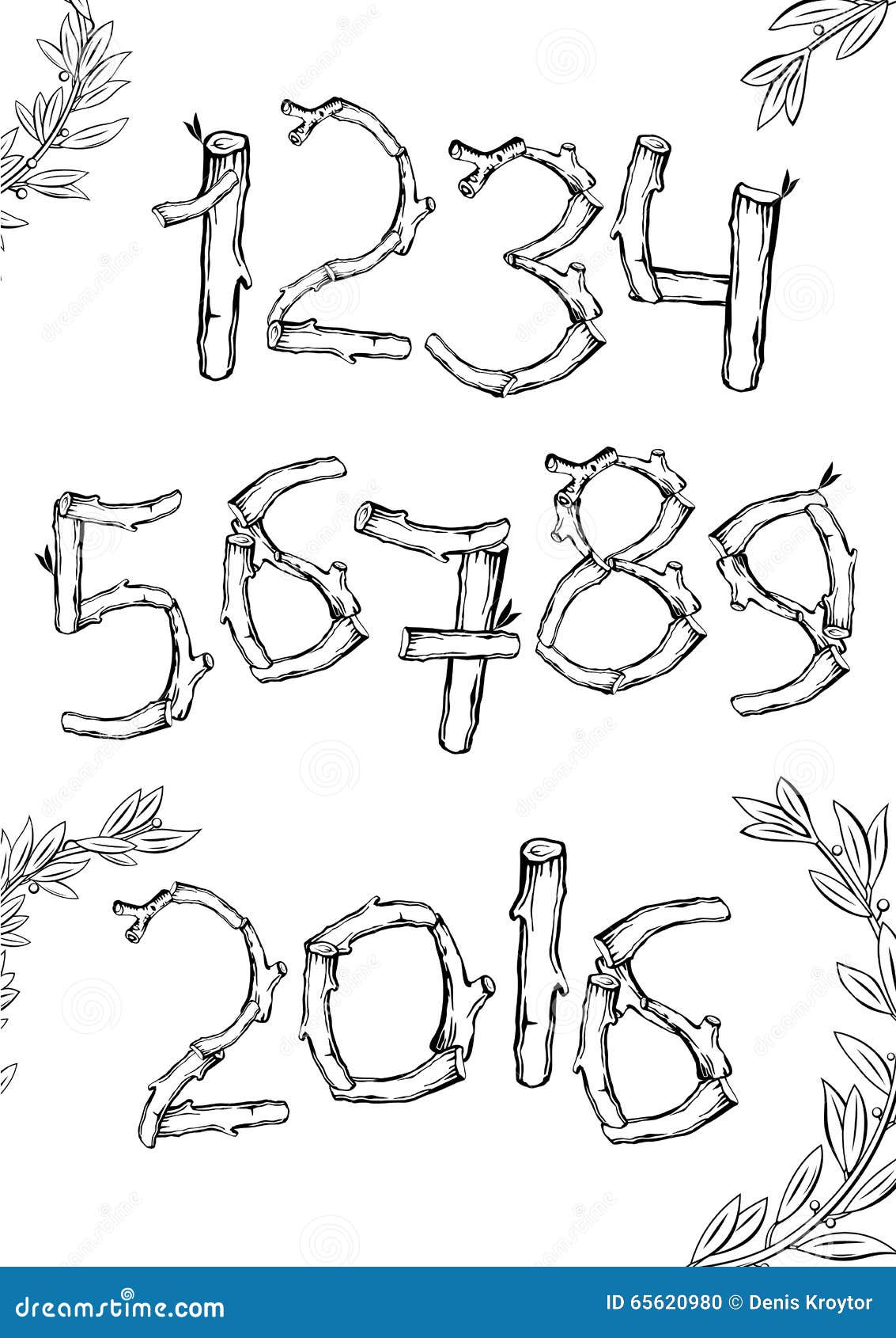 The numbers of branches. stock vector. Illustration of font - 65620980