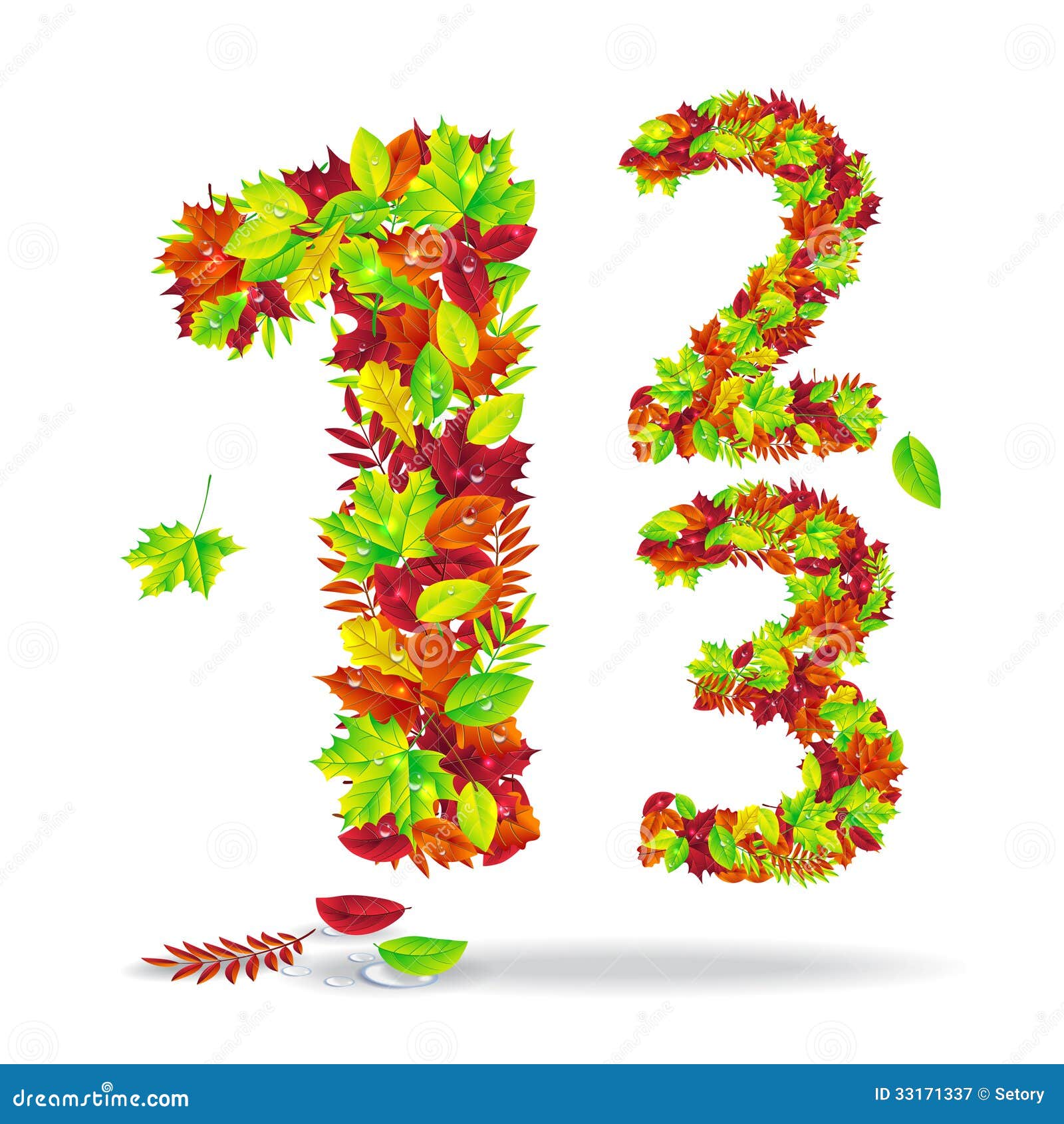 Numbers of bright leaves stock vector. Illustration of tree - 33171337