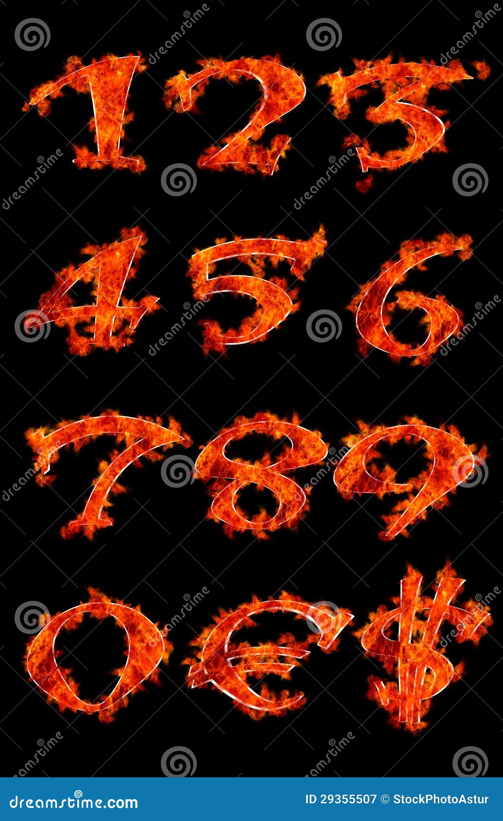 Numbers burning. stock illustration. Illustration of texture - 29355507