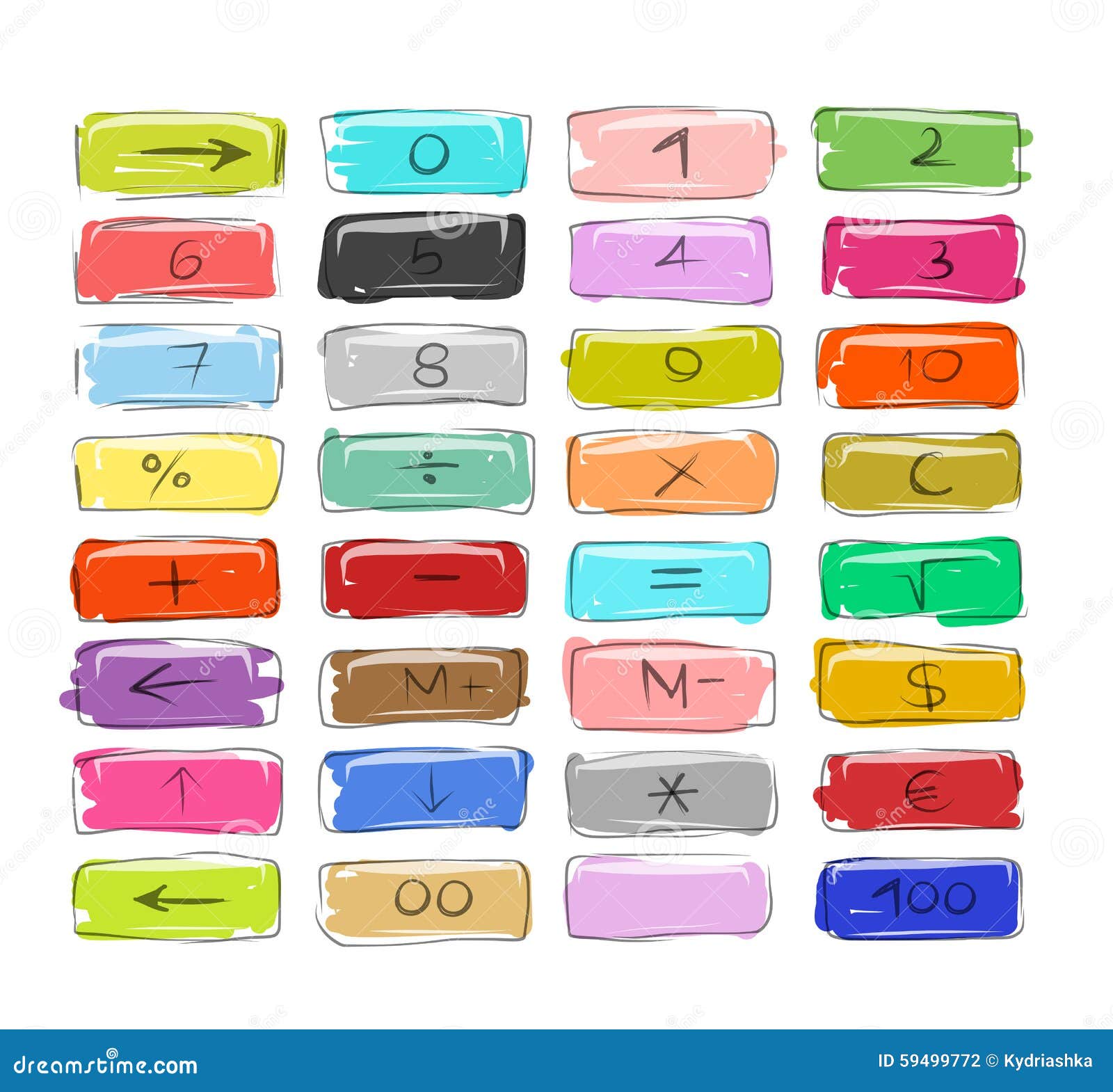 Numbers on Buttons Sketch for Your Design Stock Vector - Illustration ...