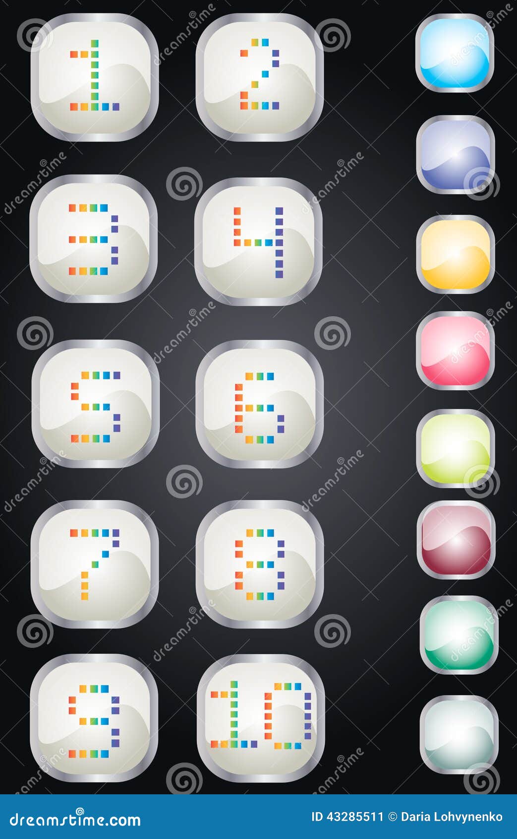 Numbers buttons stock vector. Illustration of rainbow - 43285511