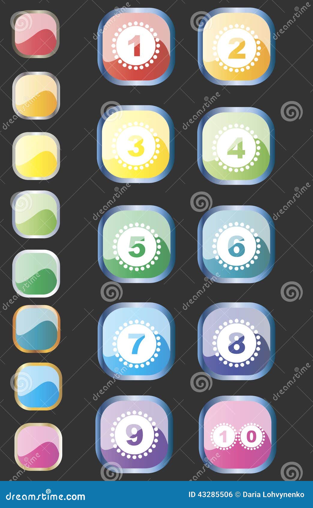 Numbers buttons stock vector. Illustration of seven, nine - 43285506