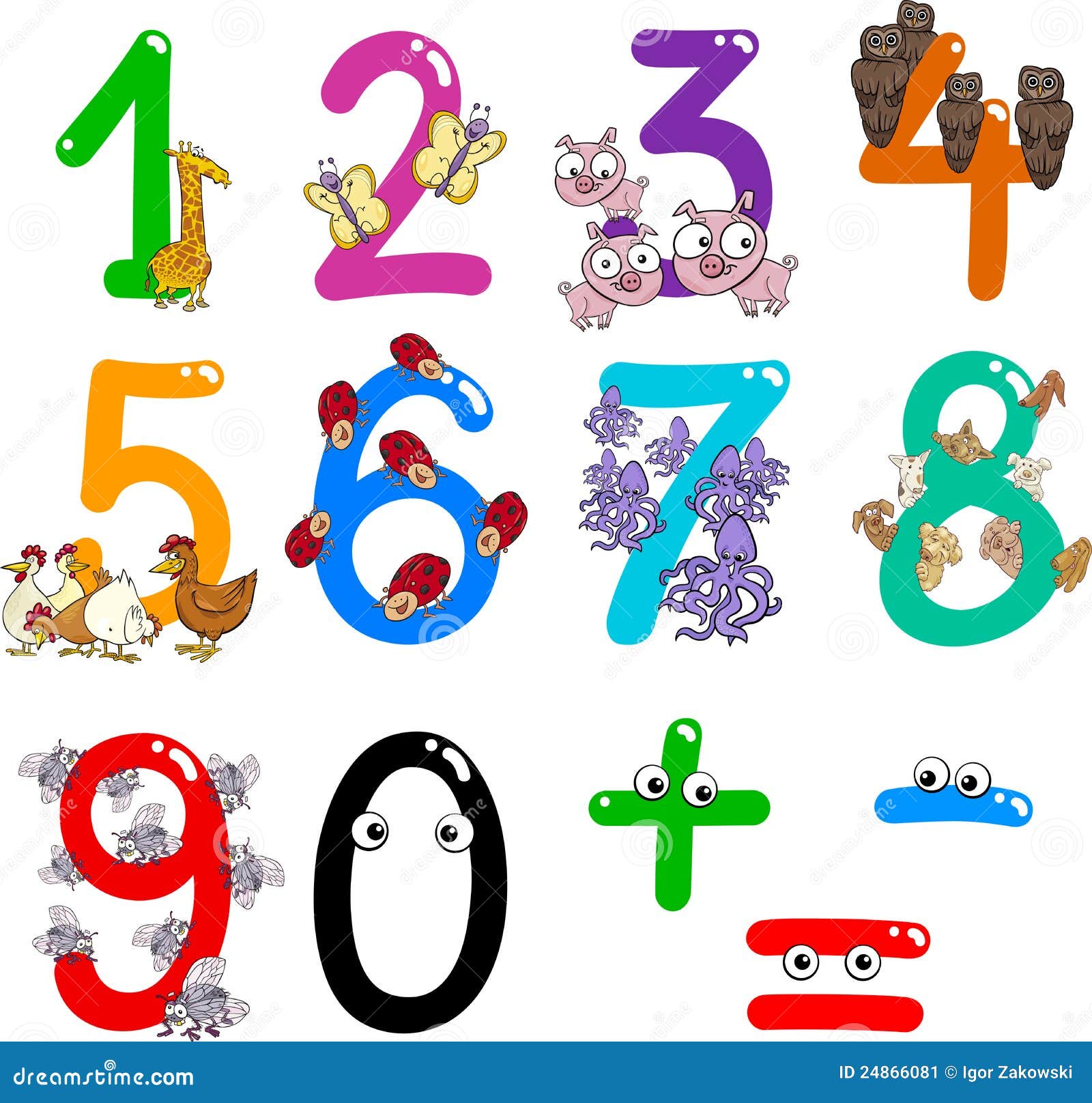 Cartoon Animal Numbers