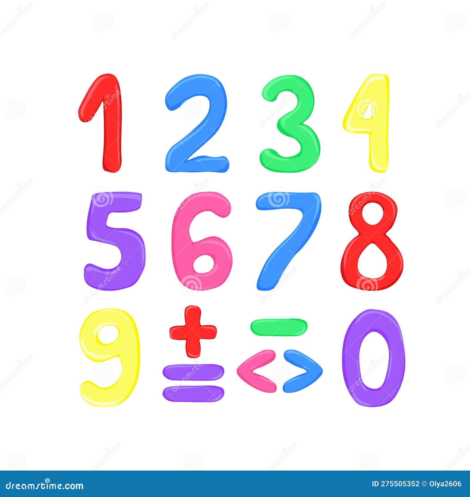 Numbers in Cartoon Style, Colorful Numbers in the Form of Balloons, Fun ...