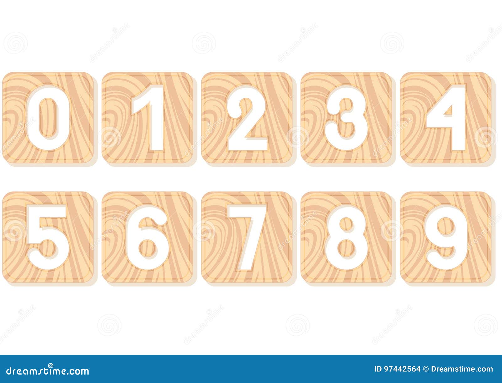 Numbers Carved into Wooden Squares Stock Illustration - Illustration of ...