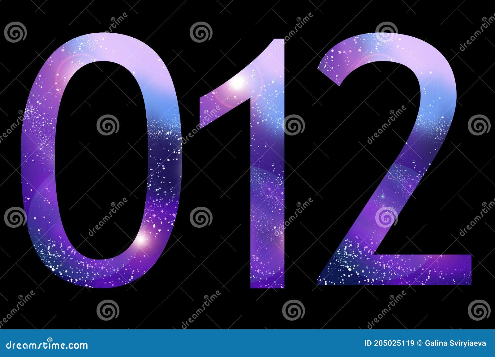 Numbers in the Color of the Galaxy on a Black Background Stock ...