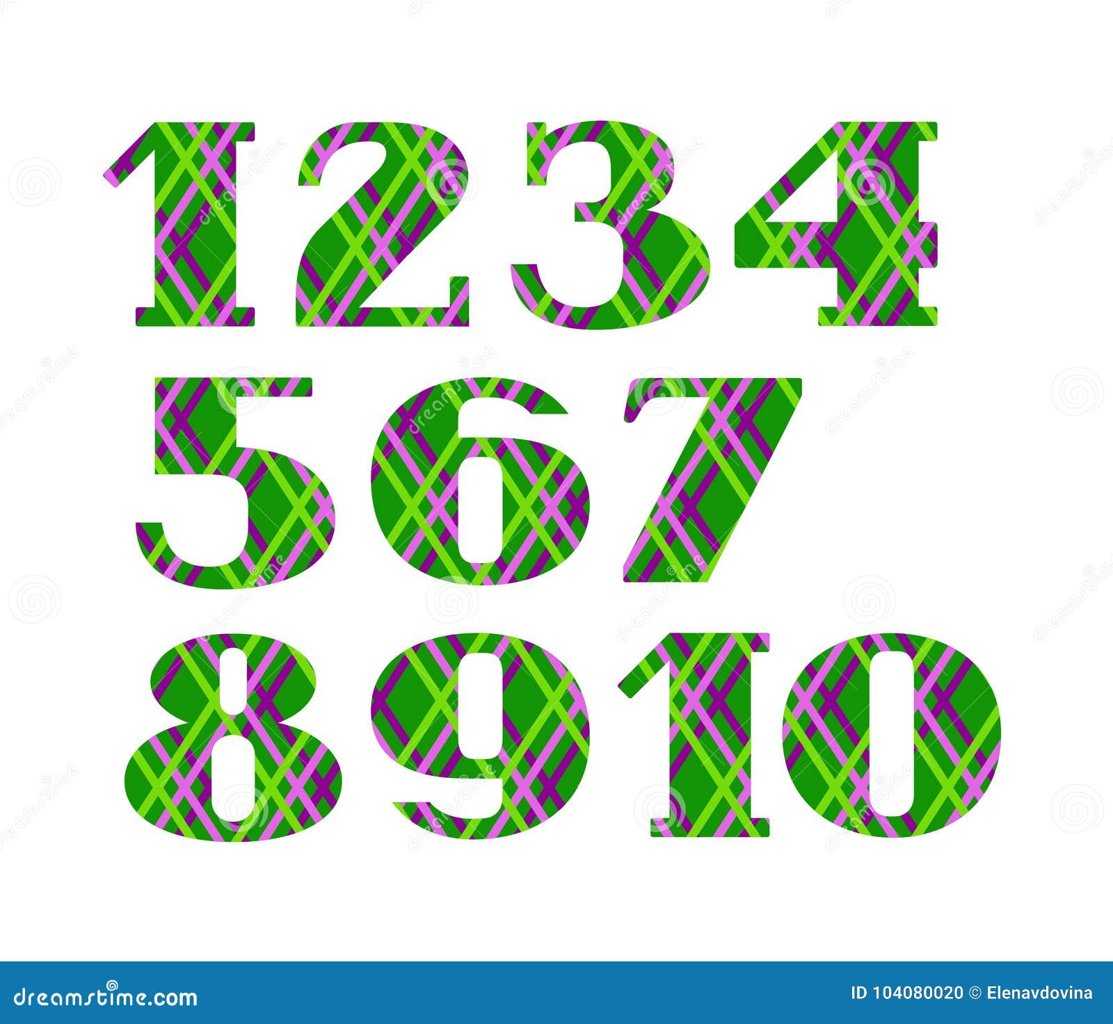 Numbers, Colored Lines on Green Background, Vector. Stock Vector ...