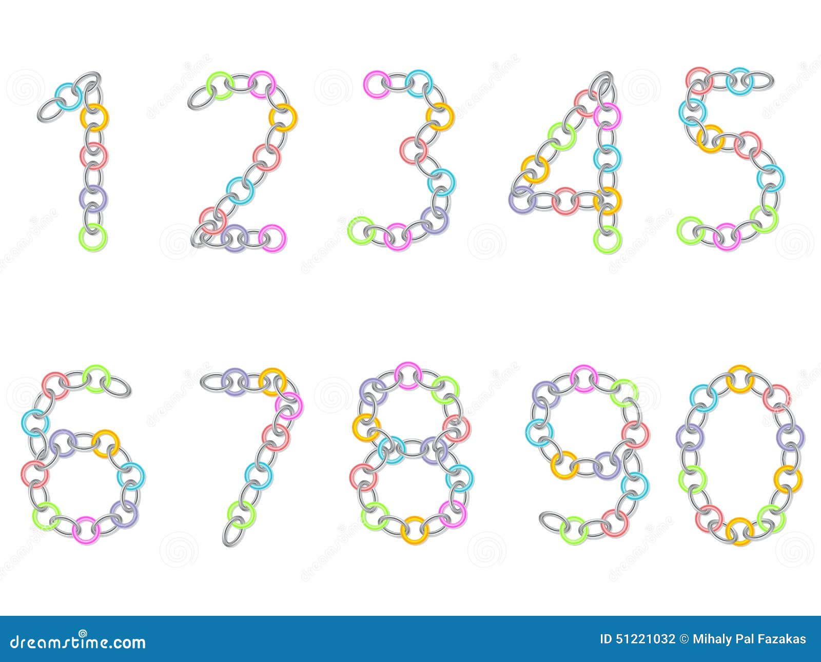 Numbers from Colored and Metallic Chain Stock Vector - Illustration of ...