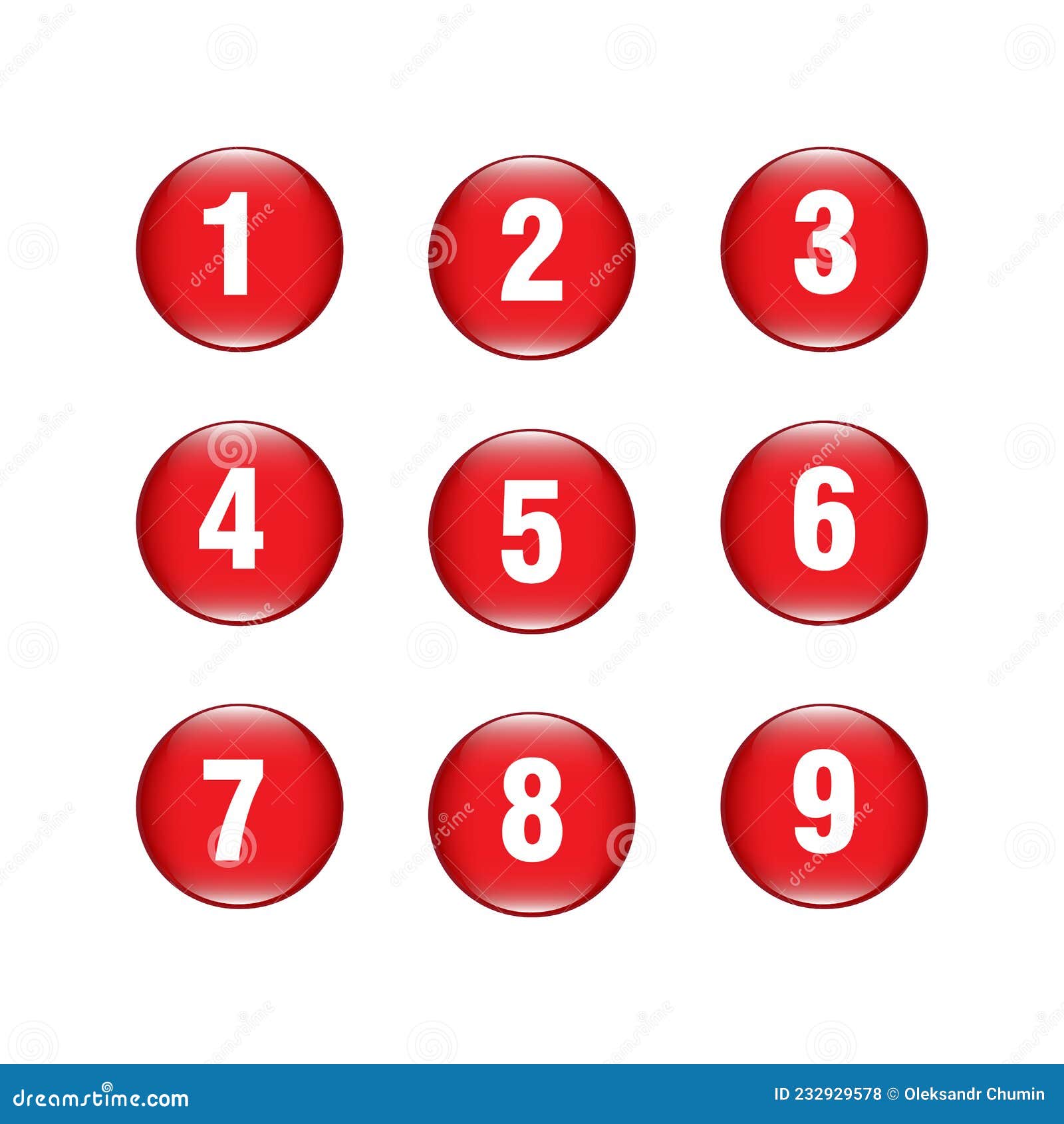 Numbers Counting Red Vector Button Icon Design Set Stock Vector ...