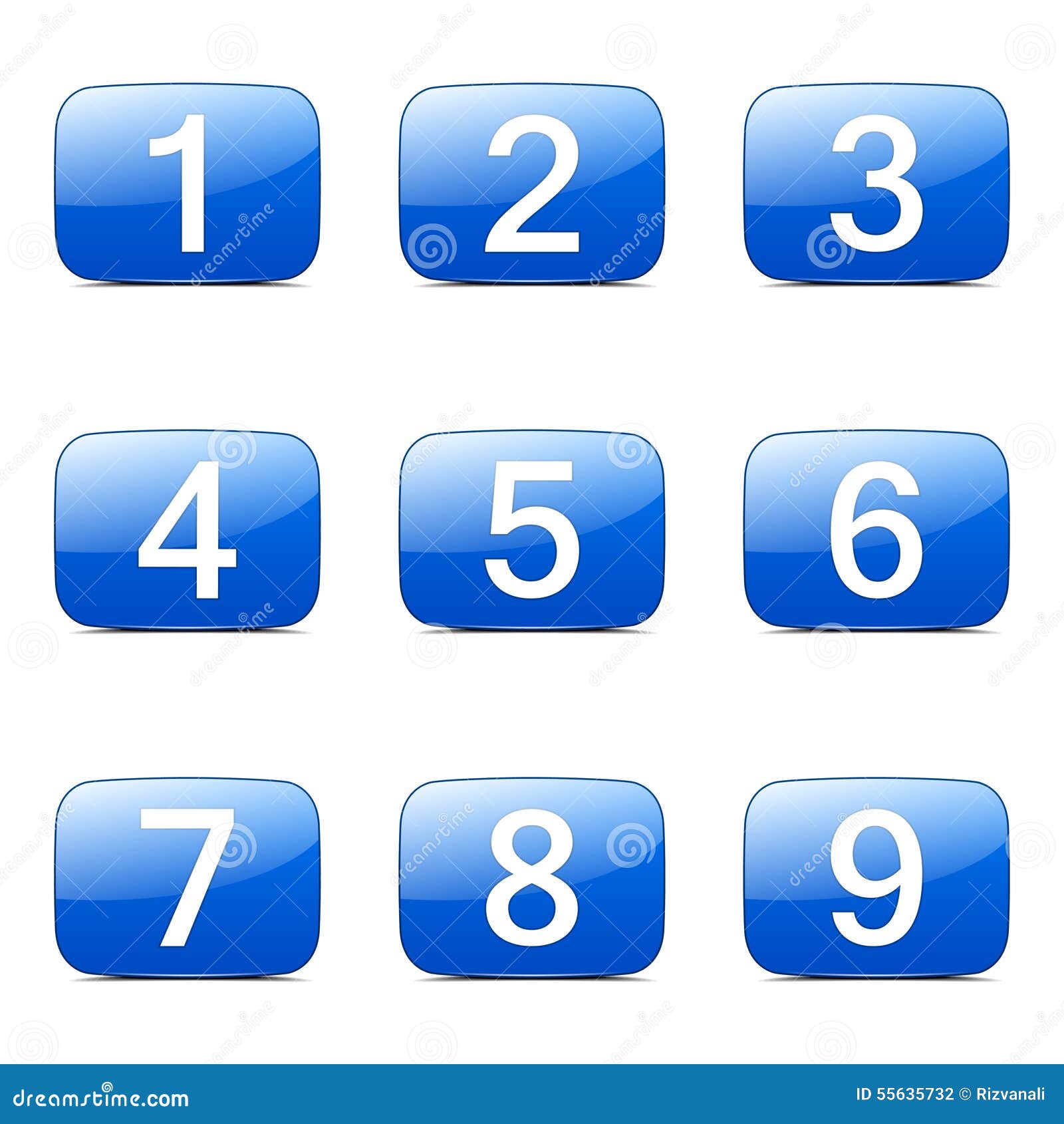 Numbers Counting Square Vector Blue Icon Stock Vector - Illustration of ...