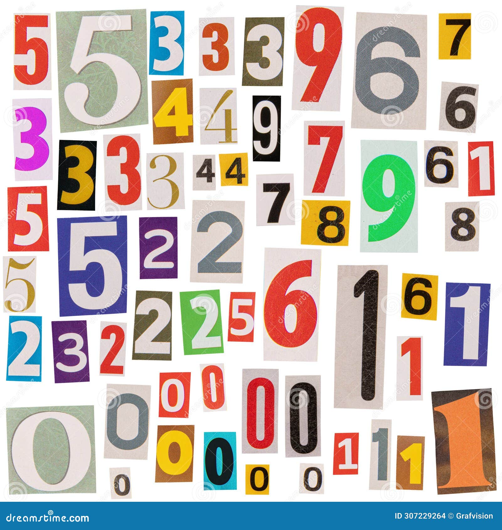 Numbers Cut Out from Newspapers Stock Photo - Image of variety, note ...