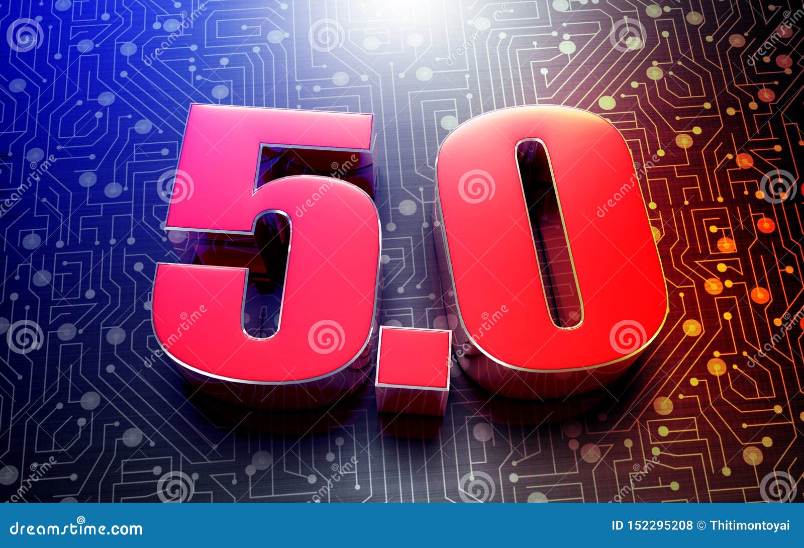 Numbers 5.0 3d rendering. stock illustration. Illustration of ...