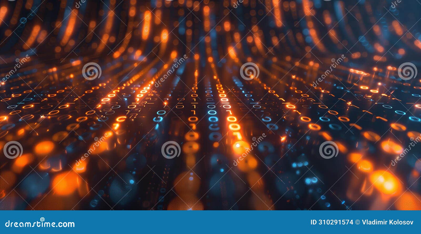 0 and 1 Numbers Depict a Byte Code in Perspective View with Depth of ...