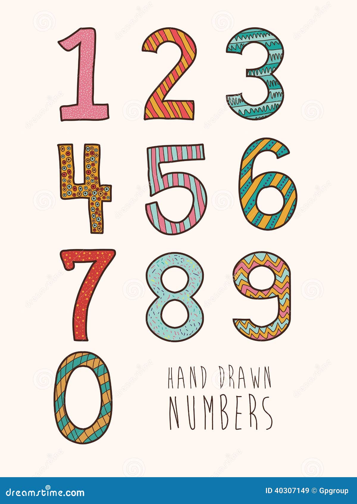 Numbers design stock vector. Illustration of hand, type - 40307149