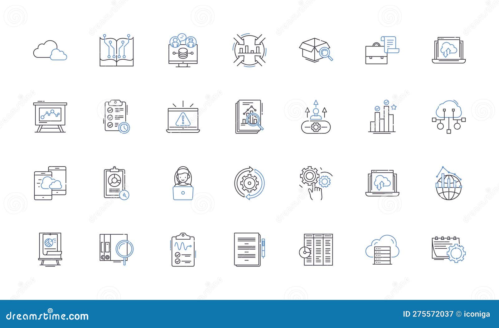 Numbers And Devices Line Icons Collection Digits Calculators Counters Abacus Binary