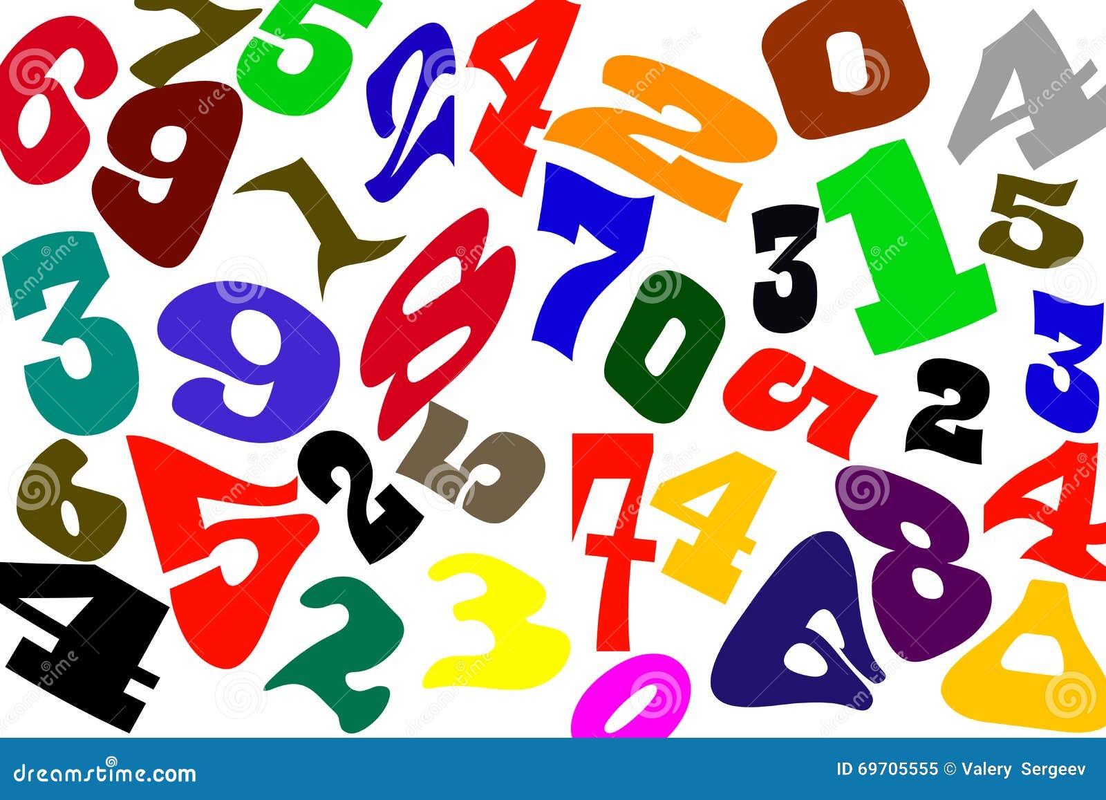 The Numbers of Different Fonts on a White Background Stock Illustration ...