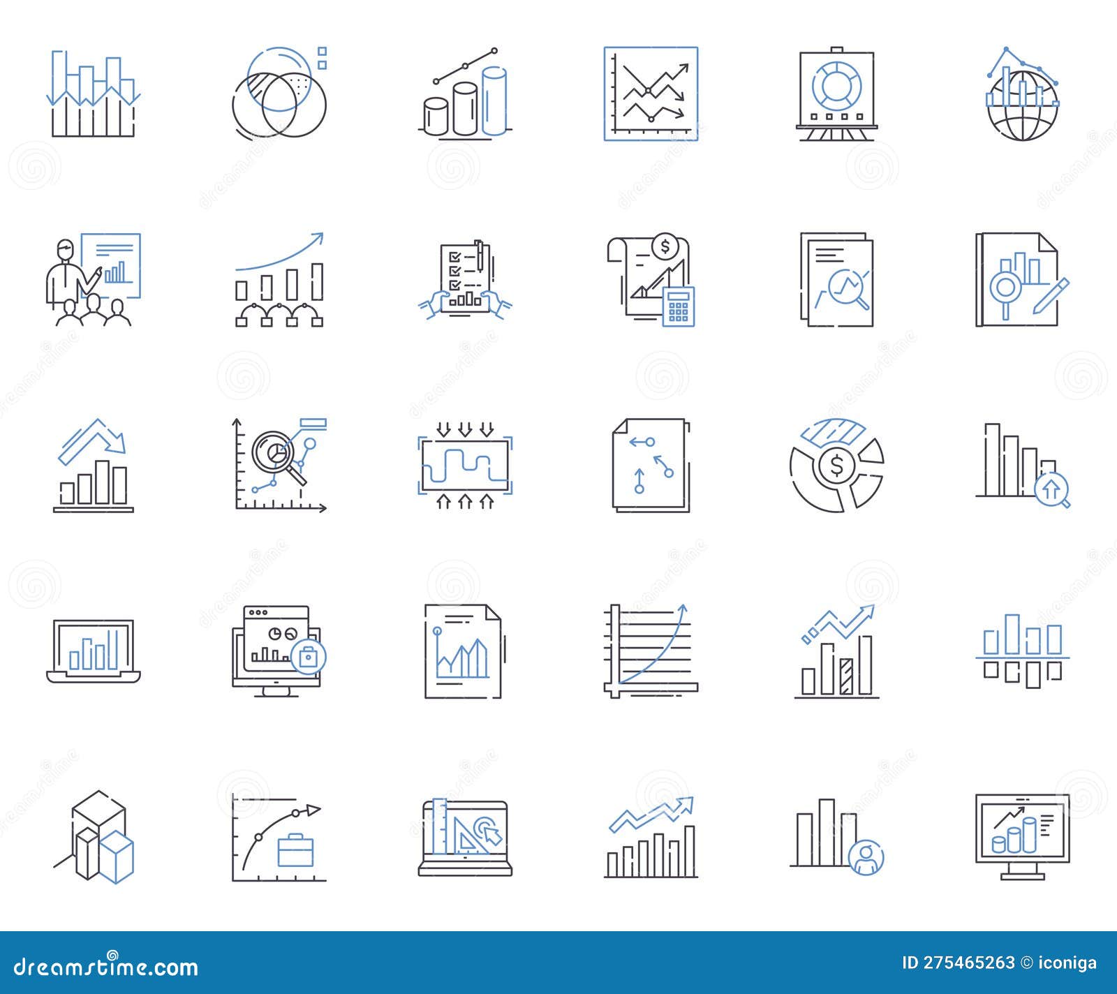 Numbers Digits Line Icons Collection Quantity Enumeration Mathematics Calculation Figures