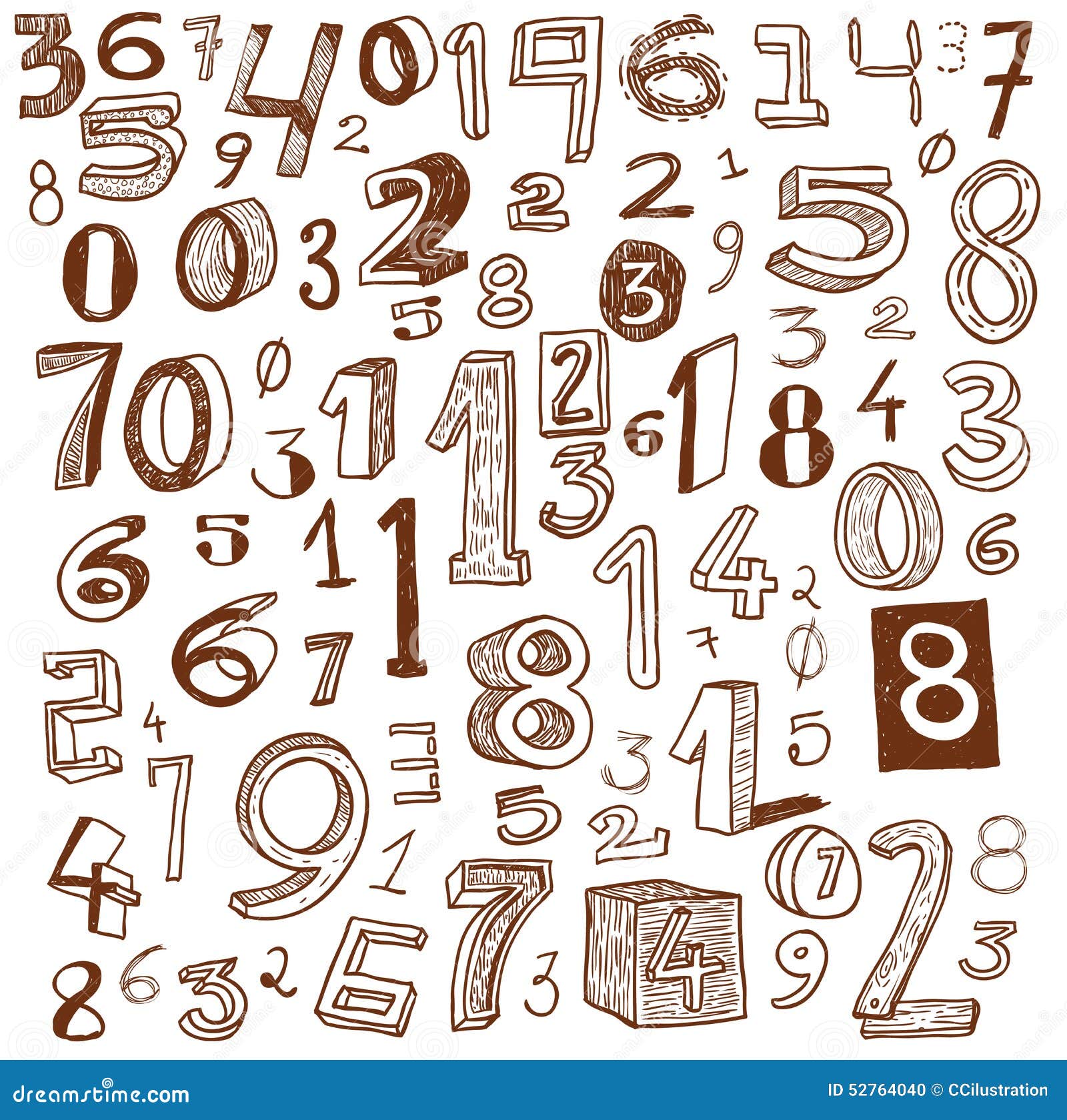 Numbers Doodle Collection, Hand Drawn Illustration. Stock Vector ...